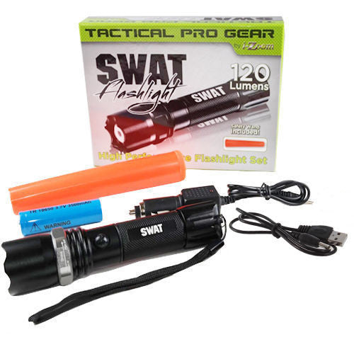 Cree 3W Tactical Swat Heavy Duty Rechargeable Flashlight-Free Shipping ...